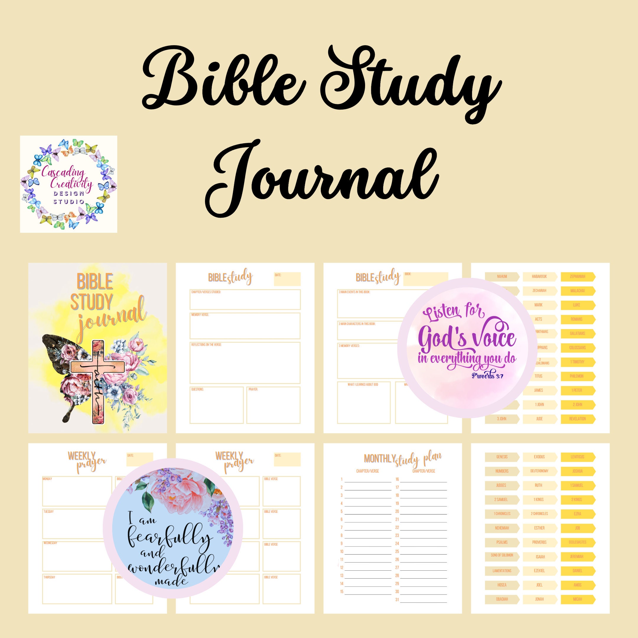 Printable Bible Study Journal: 22 Pages Inc Worksheets for Bible Study ...