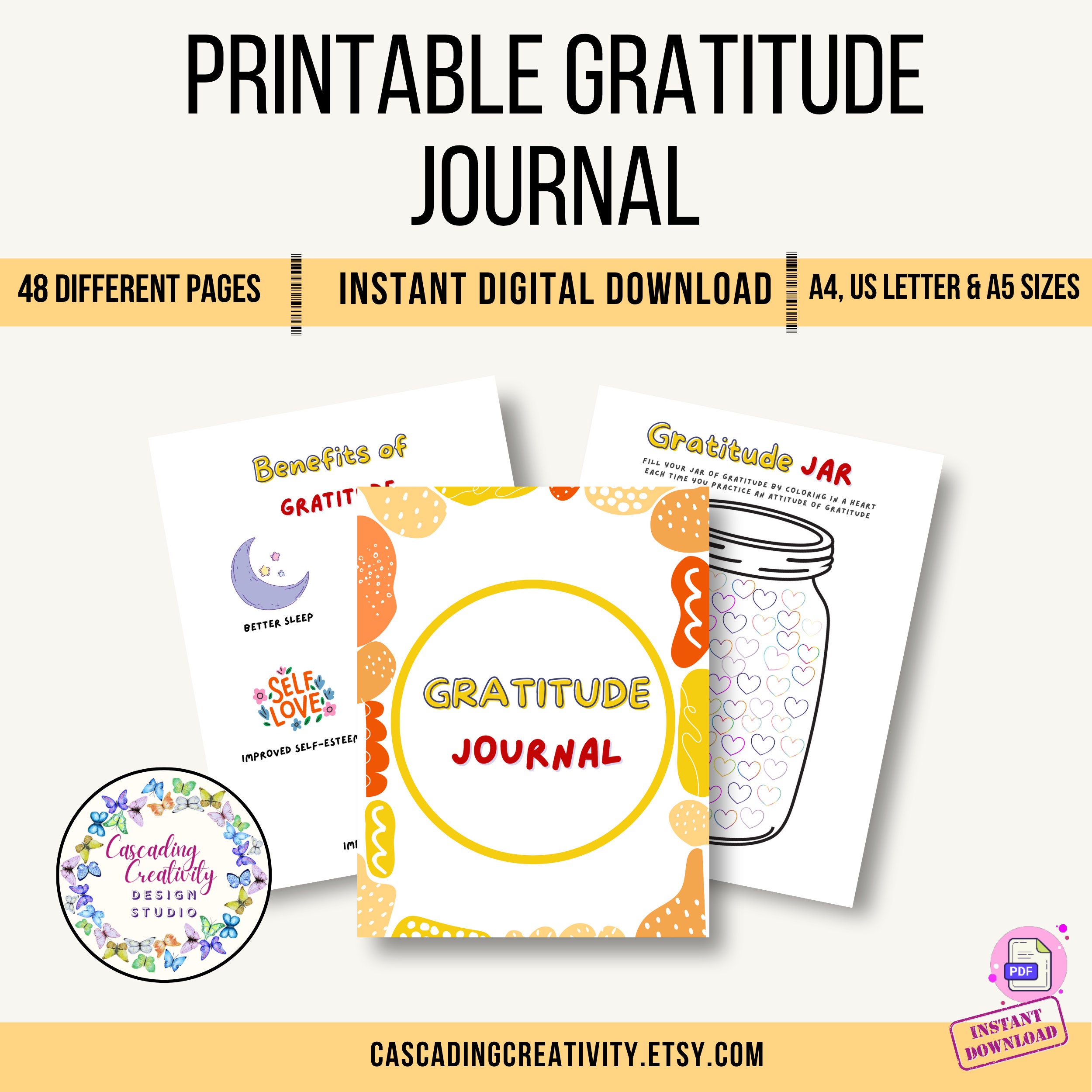Gratitude Journal Printable Bundle, Practice Daily/weekly/monthly ...