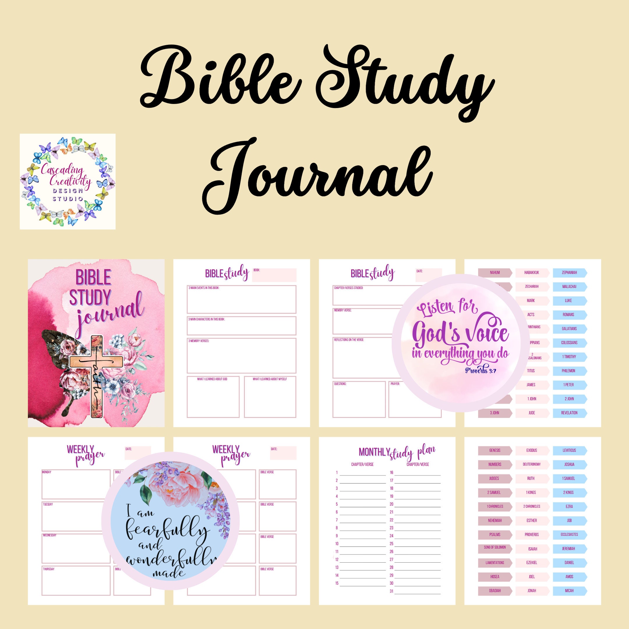 Printable Bible Study Journal: 22 Pages Inc. Worksheets for Bible Study ...