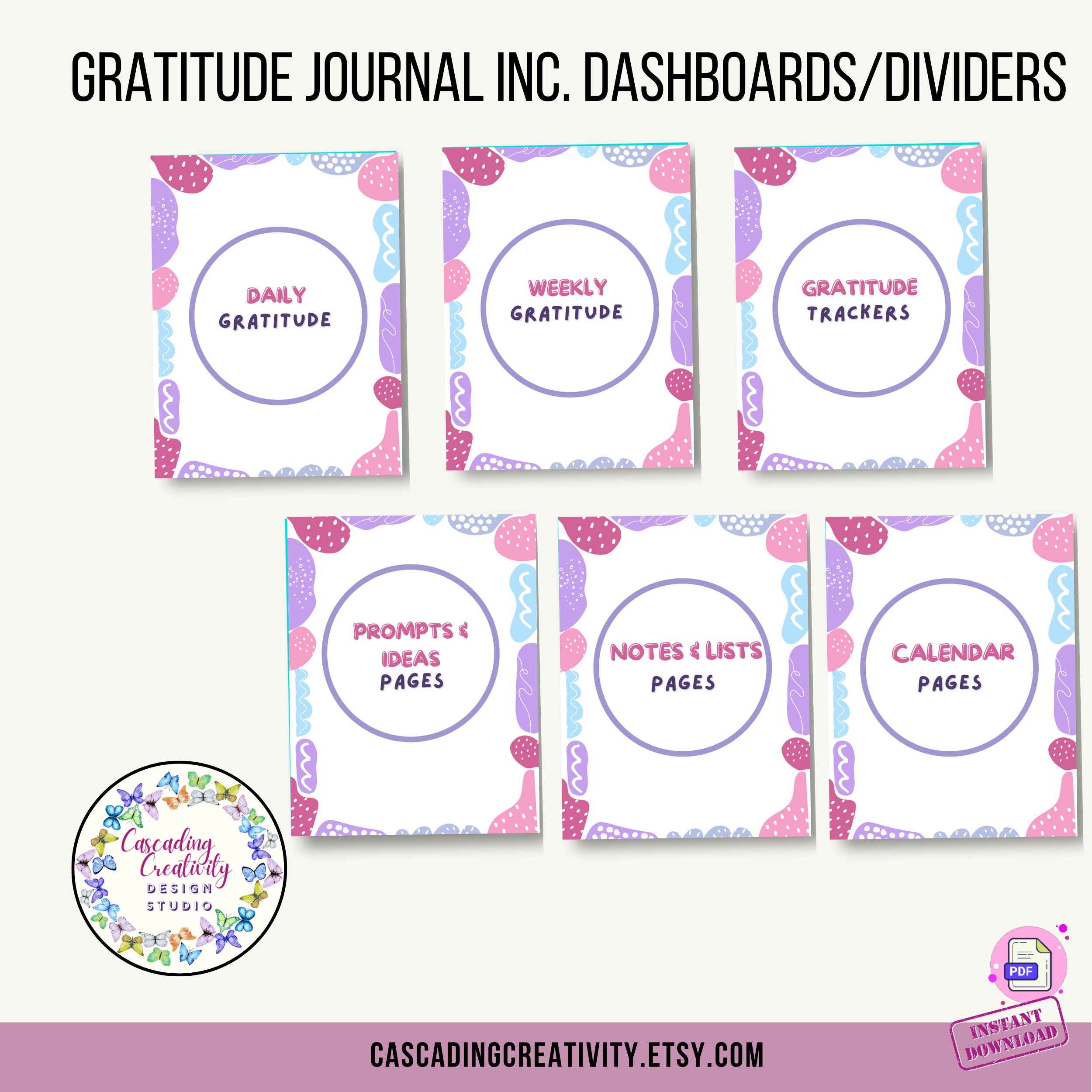 Gratitude Journal Printable Bundle, Practice Daily, Weekly and Monthly ...