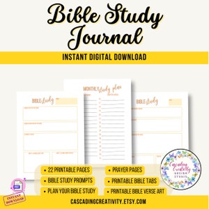 Printable Bible Study Journal: 22 Pages Inc Worksheets for Bible Study ...