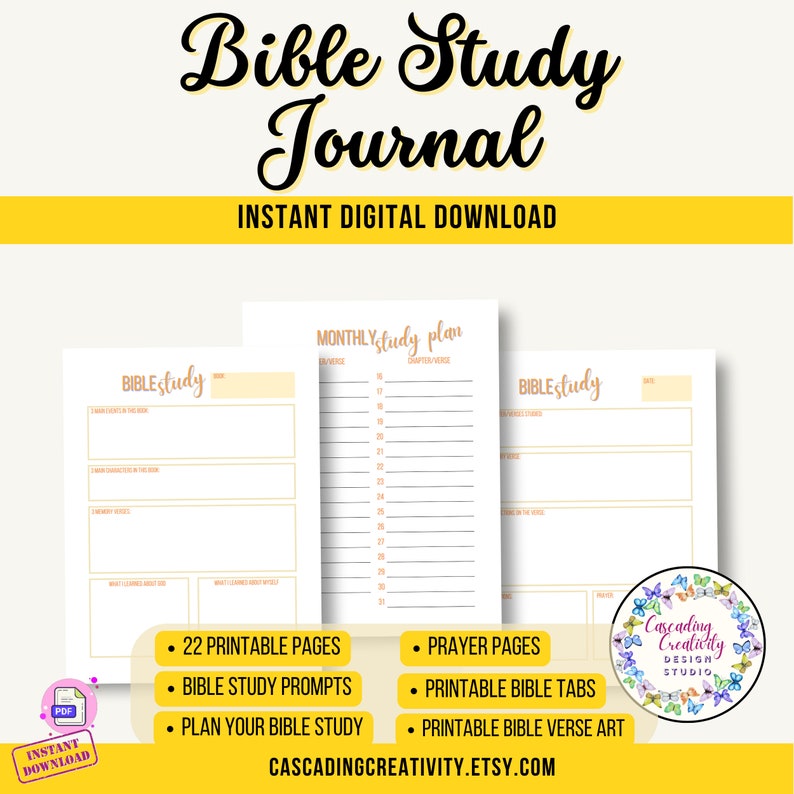 Printable Bible Study Journal: 22 Pages Inc Worksheets for Bible Study ...
