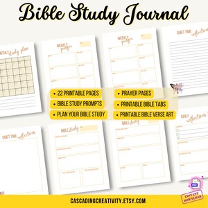 Printable Bible Study Journal: 22 Pages Inc Worksheets for Bible Study ...