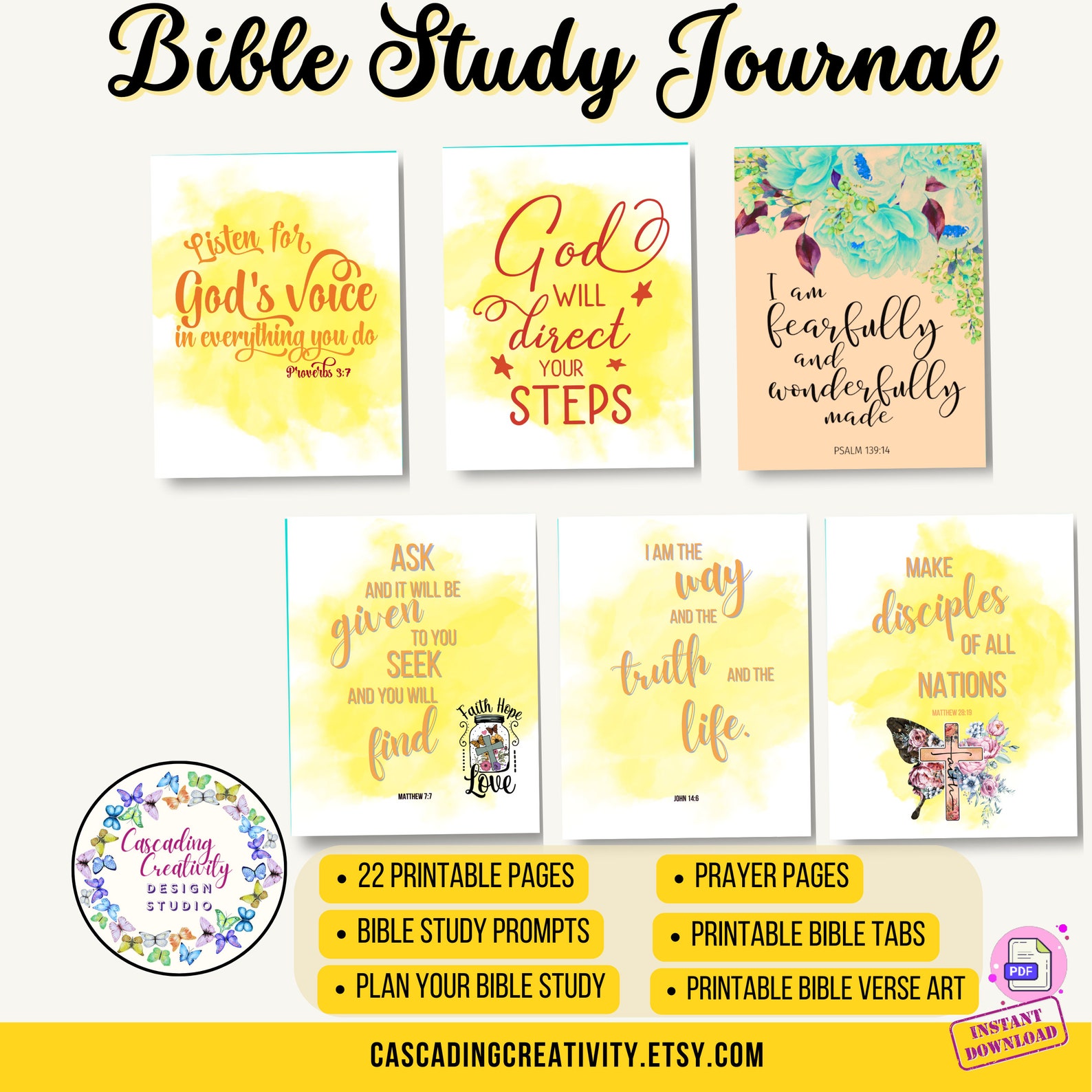 Printable Bible Study Journal: 22 Pages Inc Worksheets for Bible Study ...