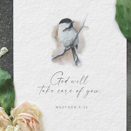 Matthew 6 Wall Decor Bird Hand Painted Watercolor Digital | Etsy