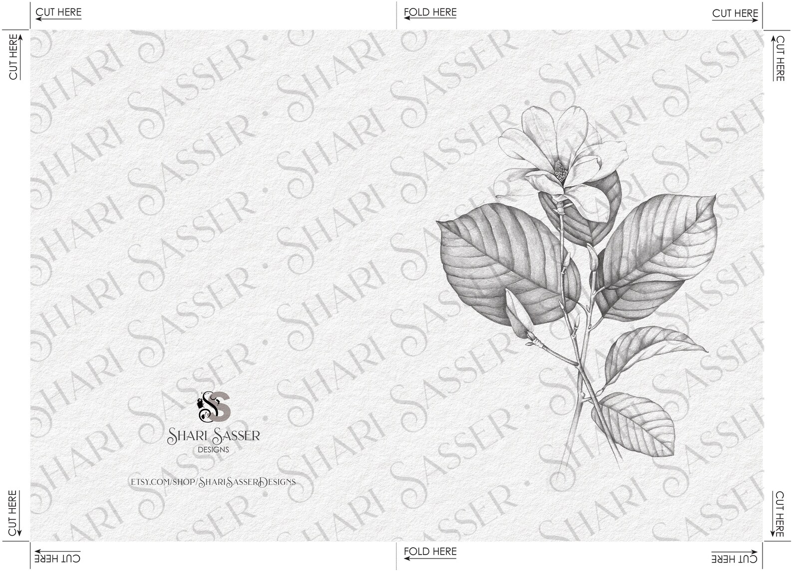 Magnolia Floral Card Printable Instant Download Card JPG - Etsy