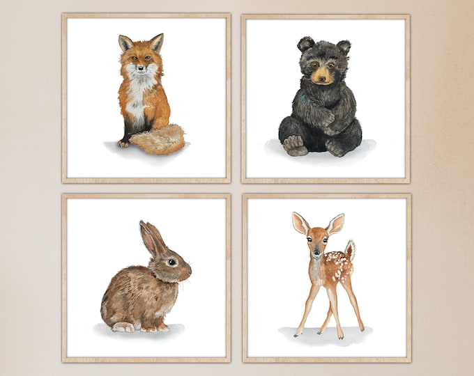 Woodland Animals Printable, Winter Forest, Set of 3 Wall Art ...