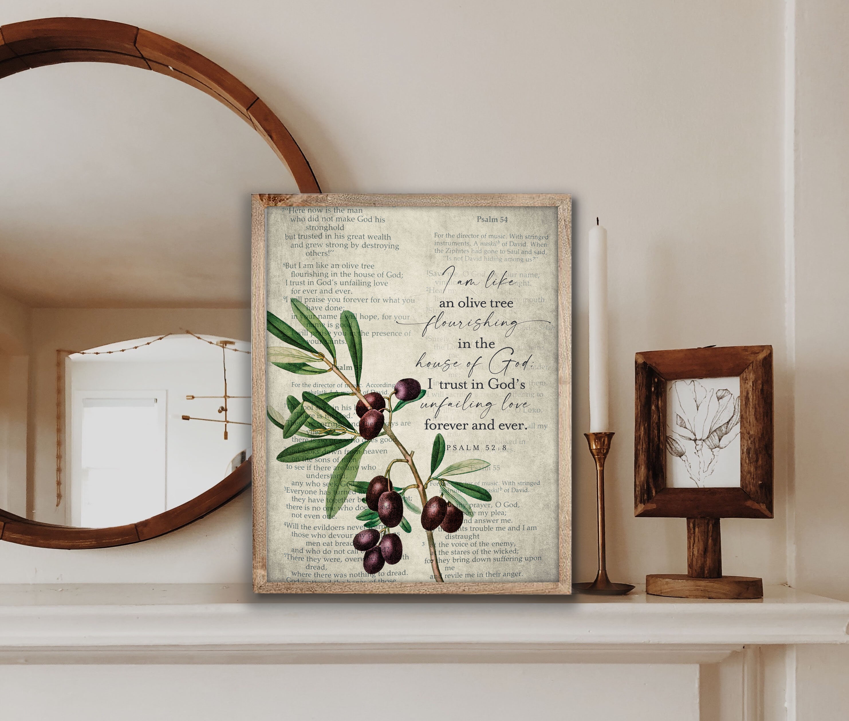 OLIVE tree Scripture Art - Christian Wall Decor - Psalm Floral ...