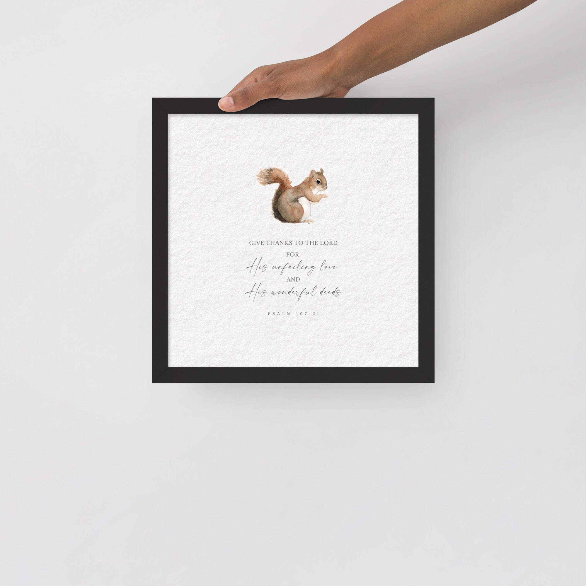 Watercolor Squirrel and Scripture Framed in Black or White | Etsy