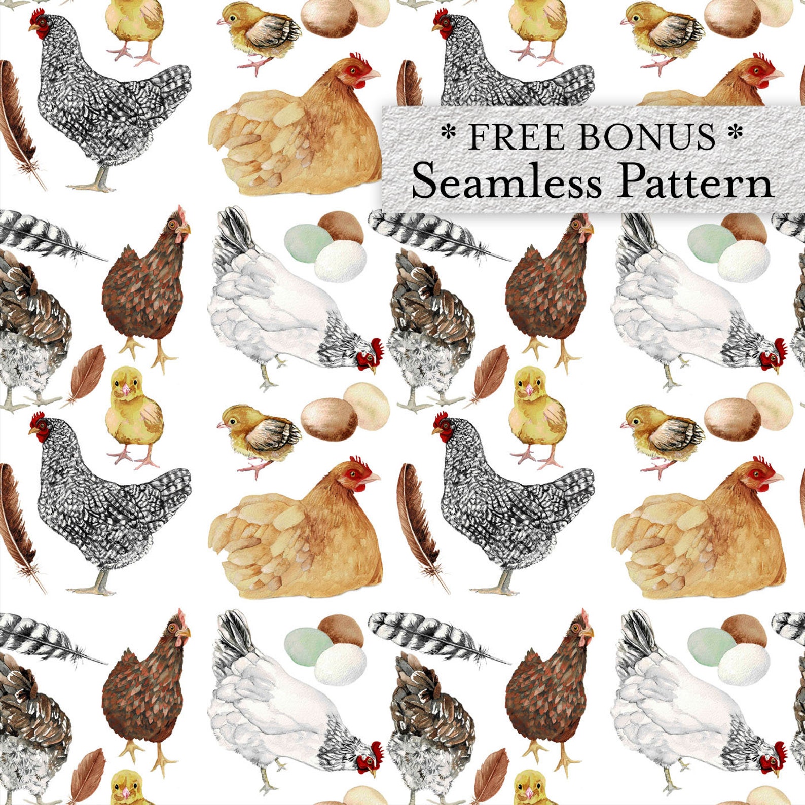 Chickens Watercolor Clipart Collection PNG JPG Instant - Etsy