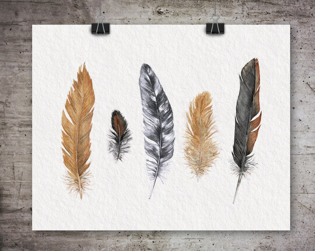 FEATHERS Watercolor Print ~ Digital Art Print ~ Printable Painting ...