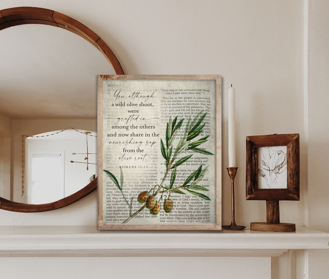 OLIVE Tree Scripture Art Christian Wall Decor Bible Floral Botanical ...
