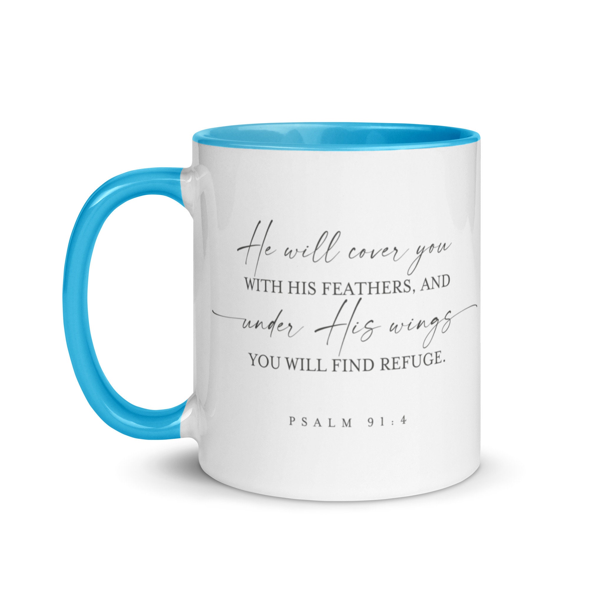 Bluebird Feathers ~ Bird Watercolor ~ Under His Wings Ceramic Mug ...