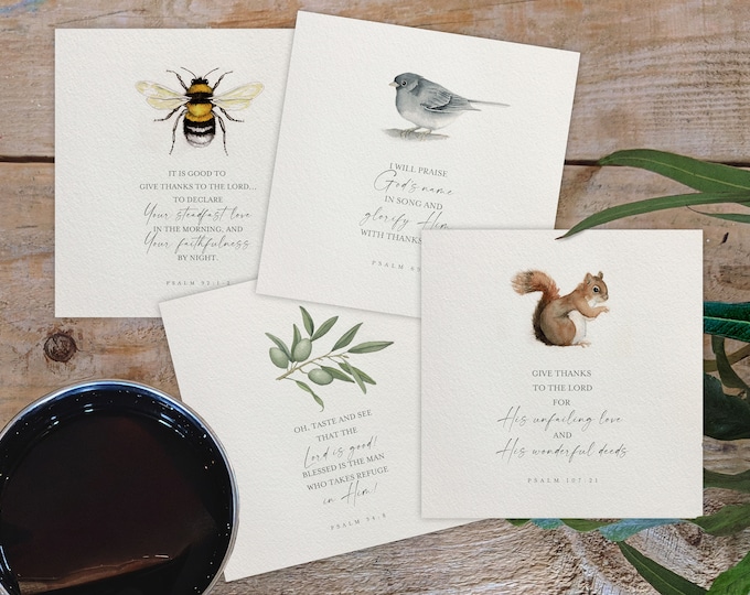 PRAISE & THANKS - Printable Scripture Cards - Instant Download - 12 ...