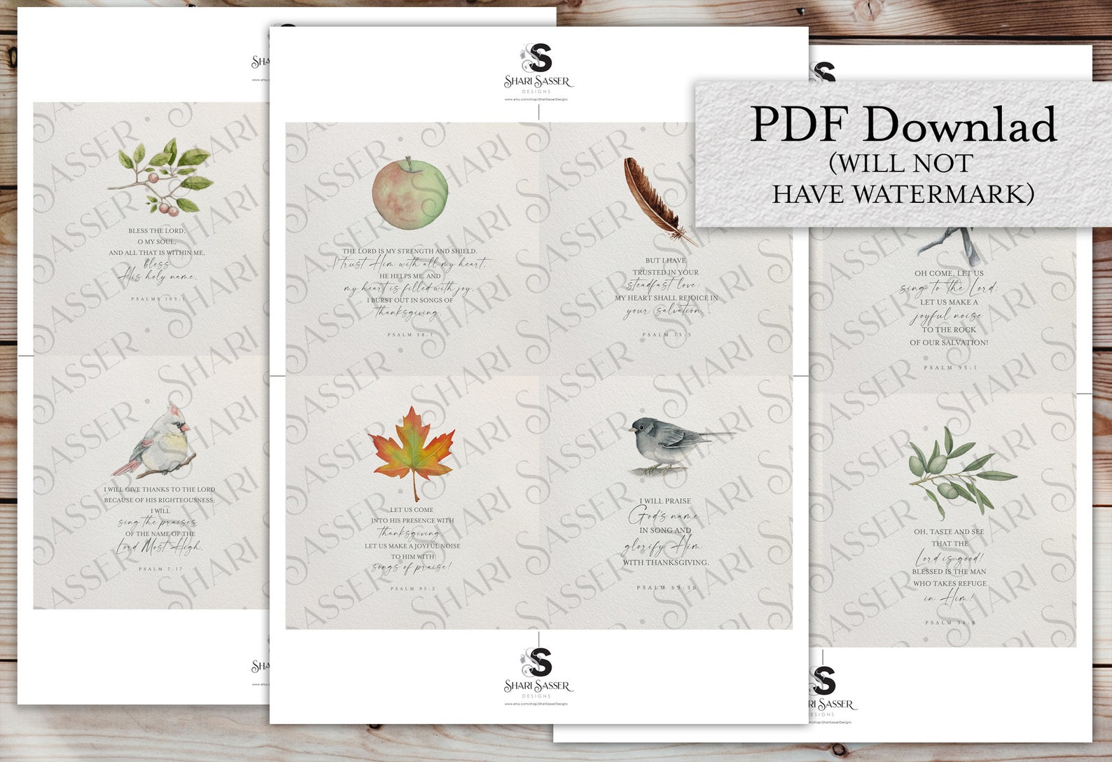 PRAISE & THANKS - Printable Scripture Cards - Instant Download - 12 ...