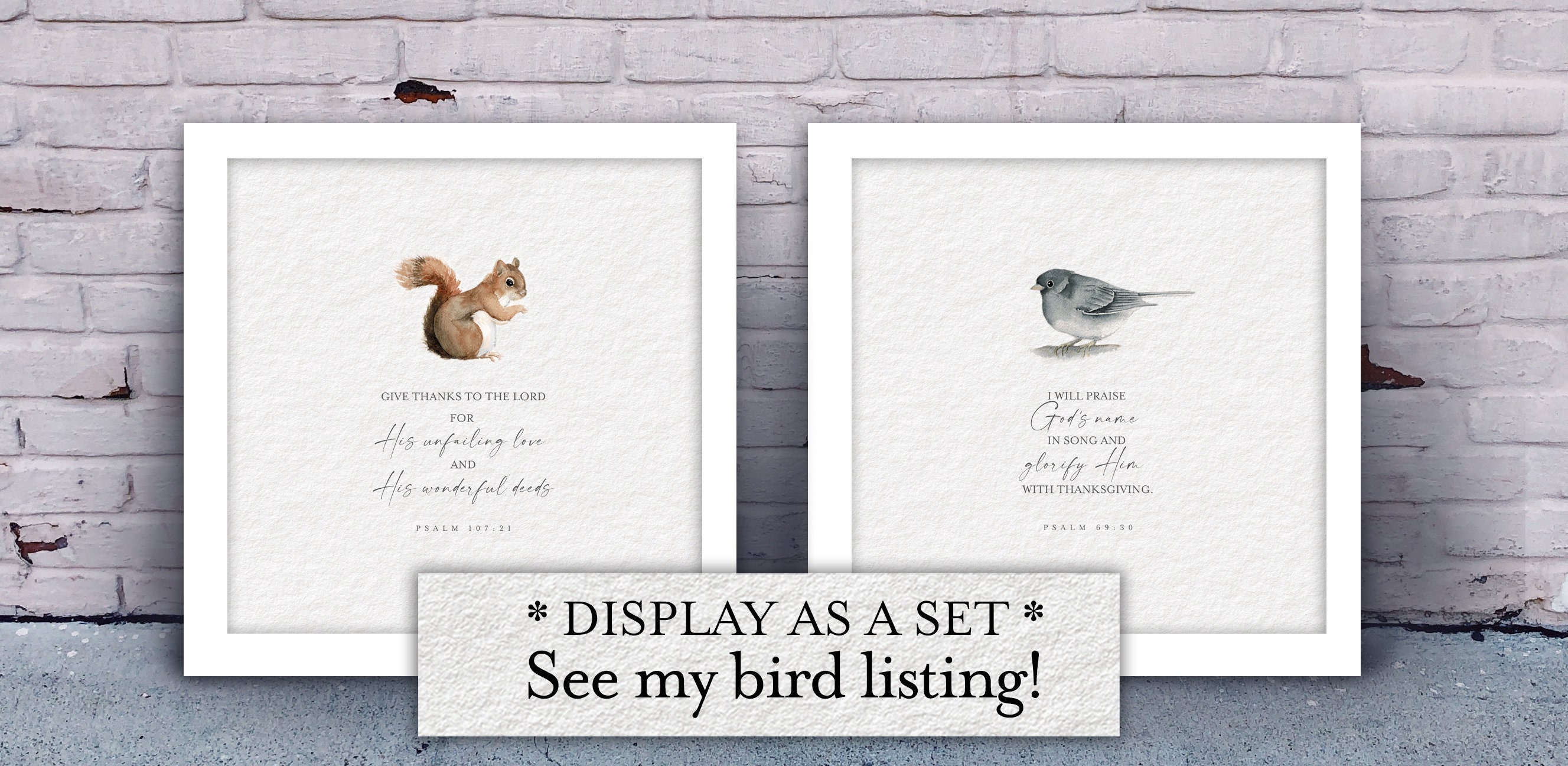 Watercolor Squirrel and Scripture Framed in Black or White | Etsy