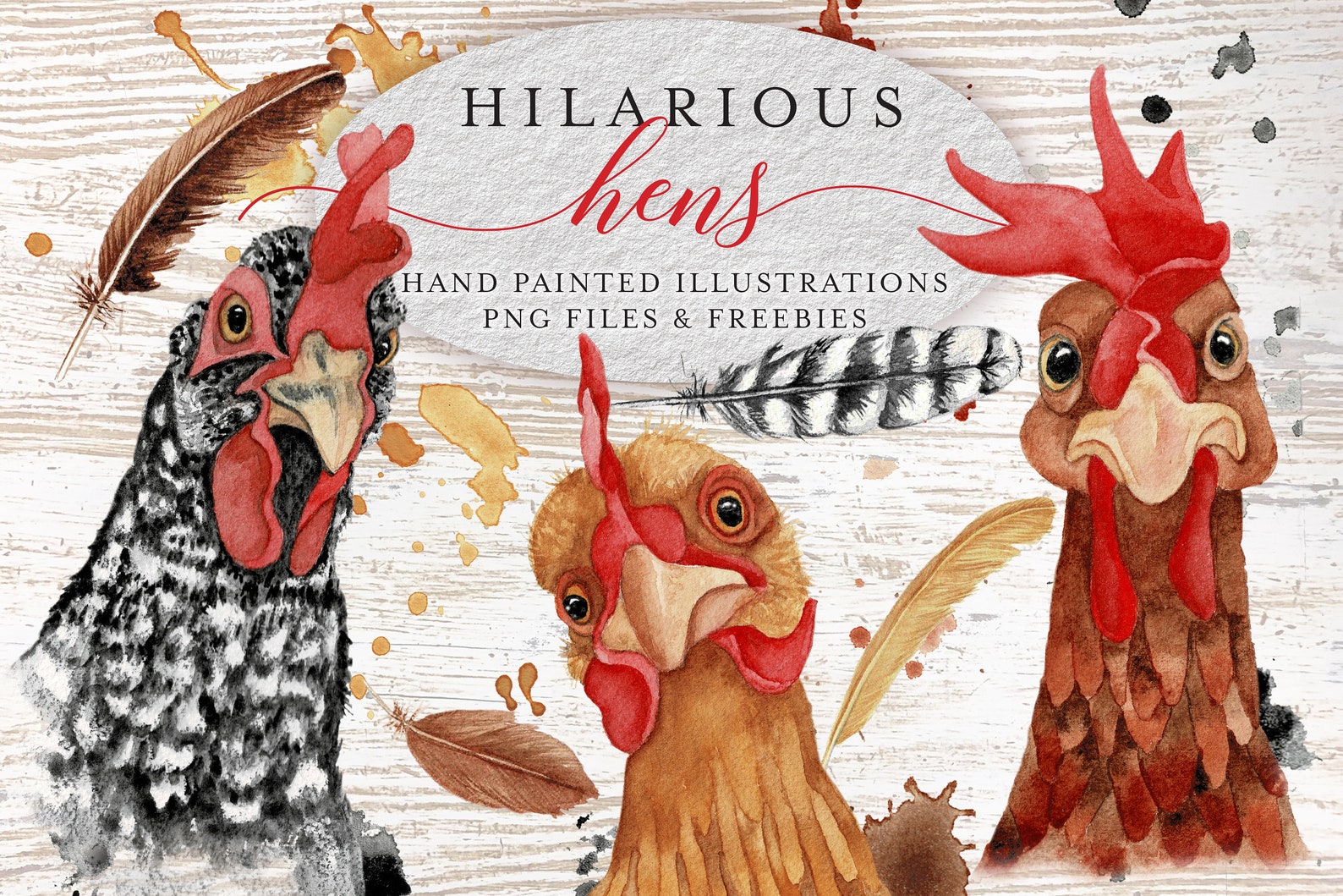 Chickens Watercolor Clipart Collection Funny PNG JPG - Etsy