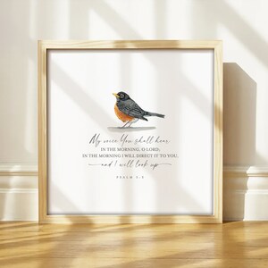 Robin Hand Painted Watercolor Digital Printable Bible Quote ~ Psalm 5 ...