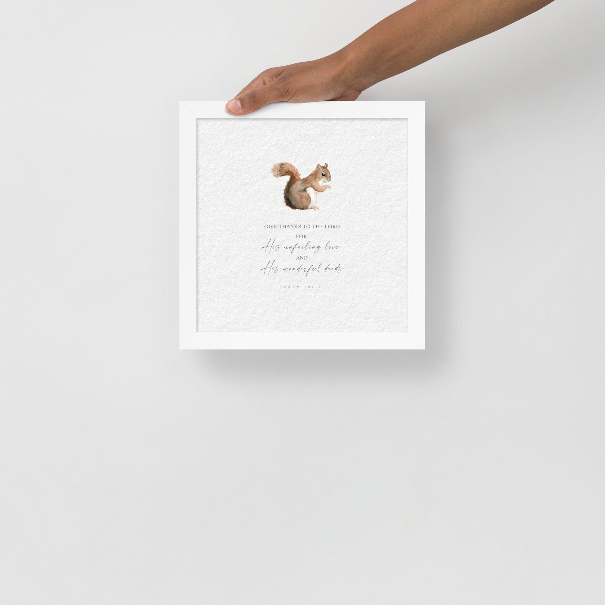 Watercolor Squirrel and Scripture Framed in Black or White | Etsy