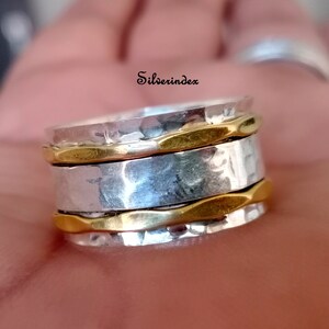 Spinner Ring,spinner Two Tone Ring,925 Sterling Silver Meditation Band ...