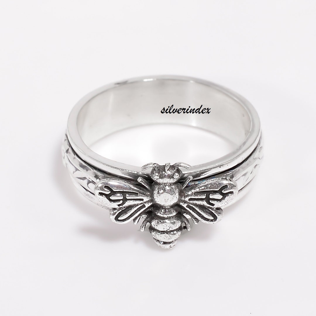 Bee Ring, 6 MM Spinner Band Ring, 925 Silver Ring, Heaves Meditation ...
