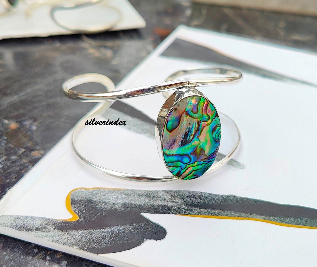 Abalone Power Shell Bangle, Abalone Open Cuff Adjustable Bangle ...