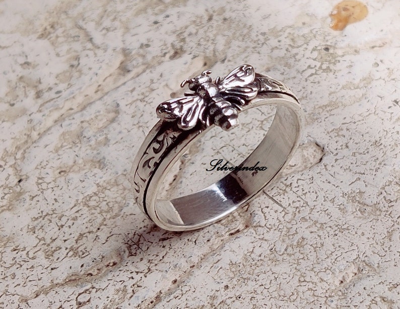 Bee Ring 6 MM Spinner Band Ring 925 Silver Ring Heaves - Etsy