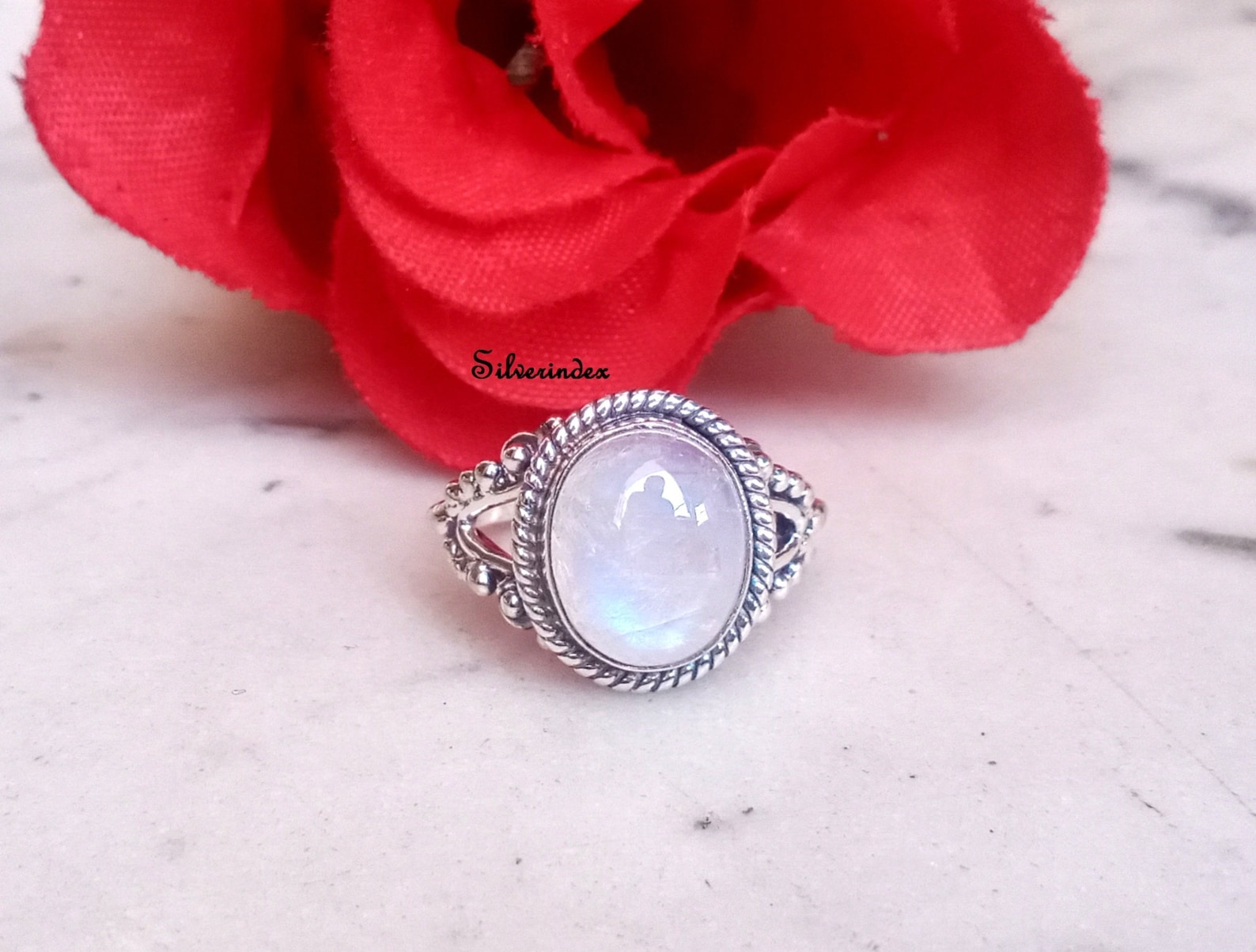 Moonstone Ring 925 Silver Ring Gemstone Ring Statement | Etsy
