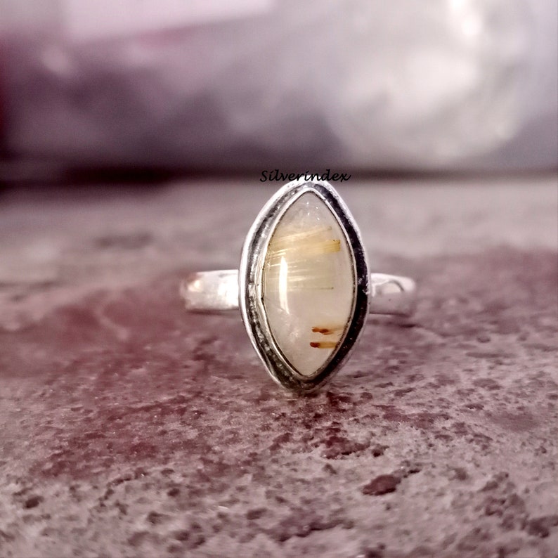 Golden Rutilated Quartz Ring 925 Silver Ring Gemstone Ring - Etsy