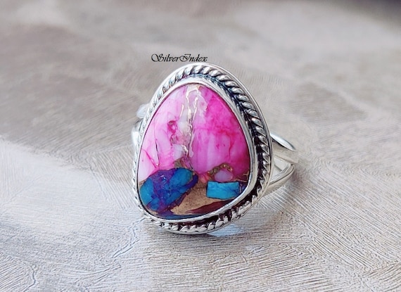 Pink Copper Turquoise Statement Ring Healing Stone Ring - Etsy
