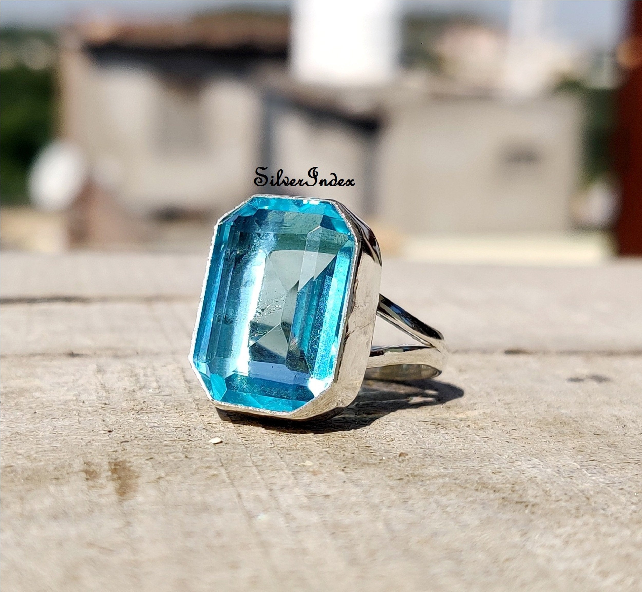 Aquamarine Ring Quartz Silver Ring 925 Sterling Silver | Etsy