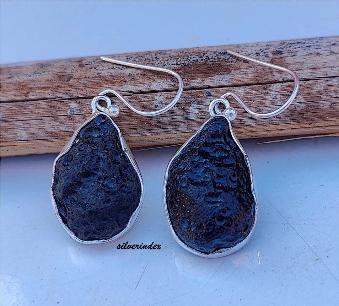 Tibetan Tektite Earrings, Designer Earring, 925 Sterling Silver ...