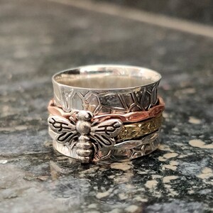 Bee Ring, 925 Silver Spinner Ring, Queen Bee Ring, Anxiety Ring ...