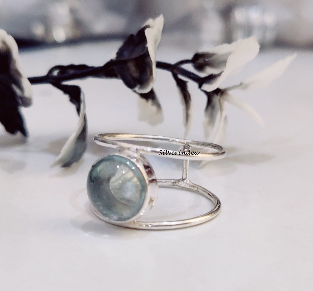 Natural Aquamarine Ring, Band Ring, 925 Sterling Silver, Handmade Ring ...