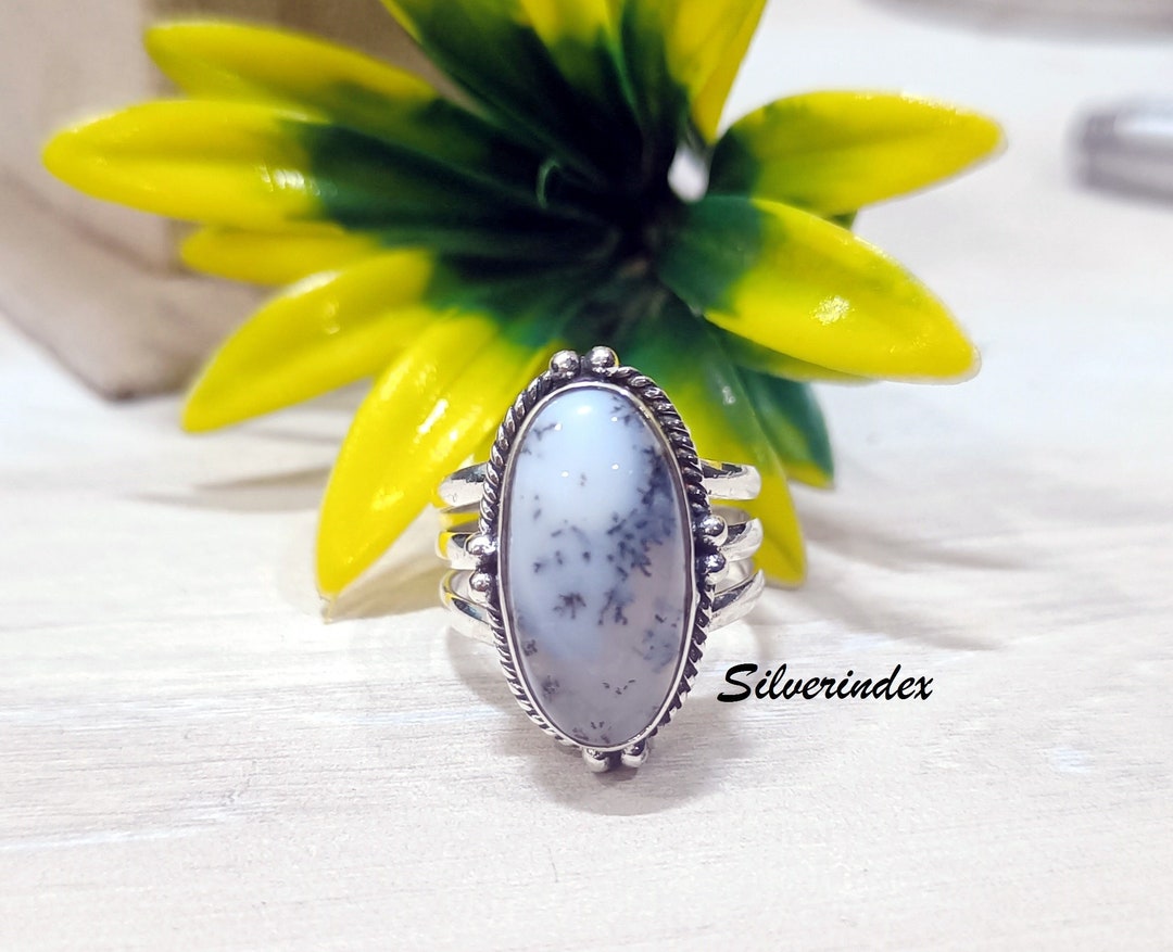 Dendritic Agate Silver Multi Band Ring, 925 Sterling Silver, Dendrite ...