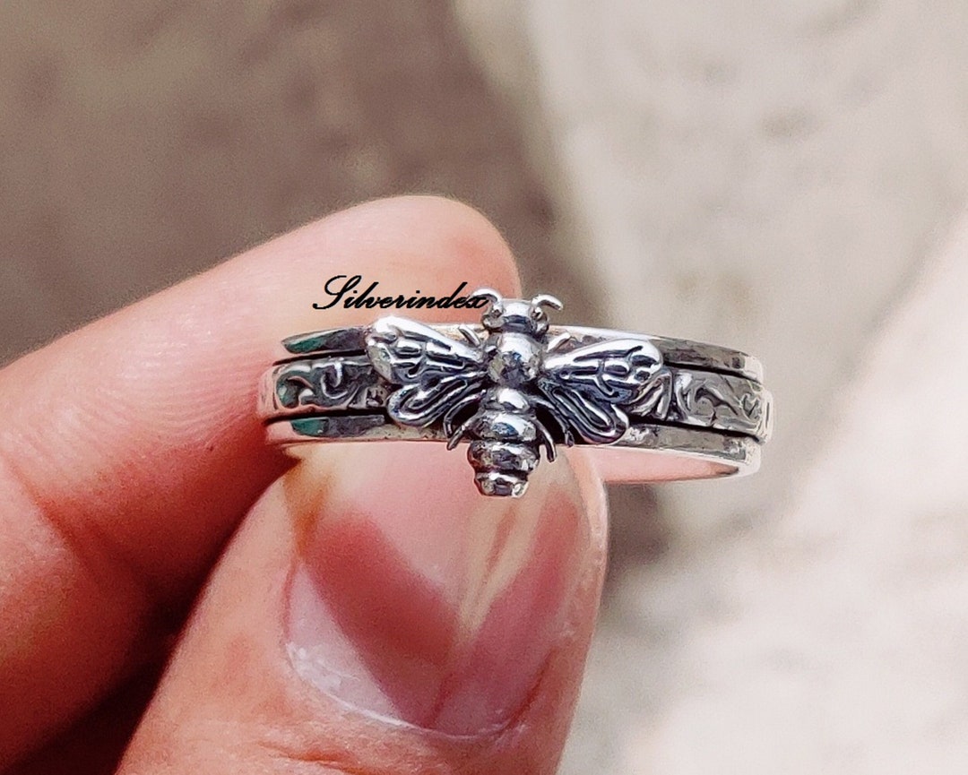 Bee Ring 6 MM Spinner Band Ring 925 Silver Ring Heaves - Etsy