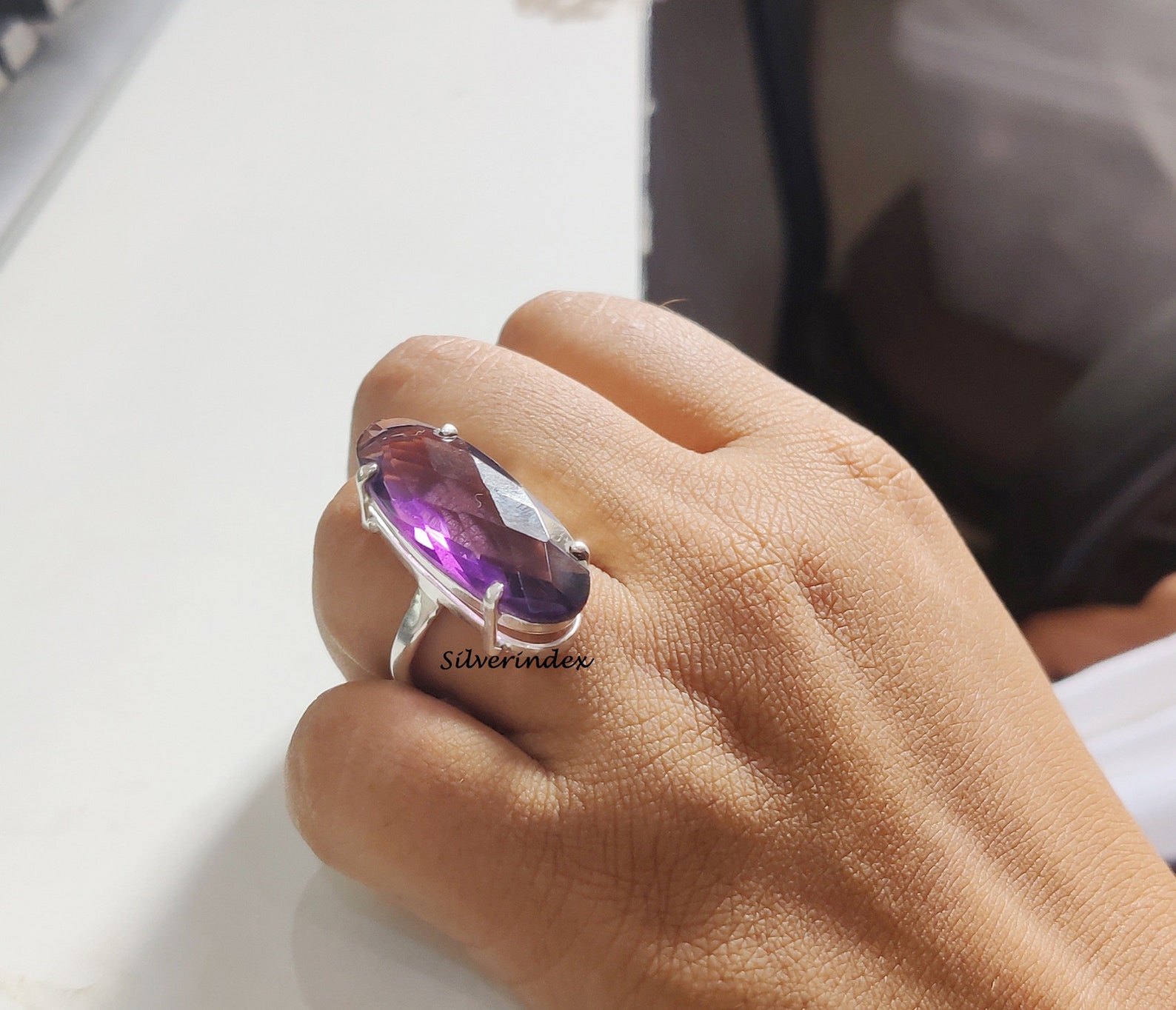 Beautiful Amethyst Ring 925 Silver Ring Gemstone Ring - Etsy