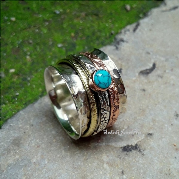 Turquoise Spinner Ring - Etsy