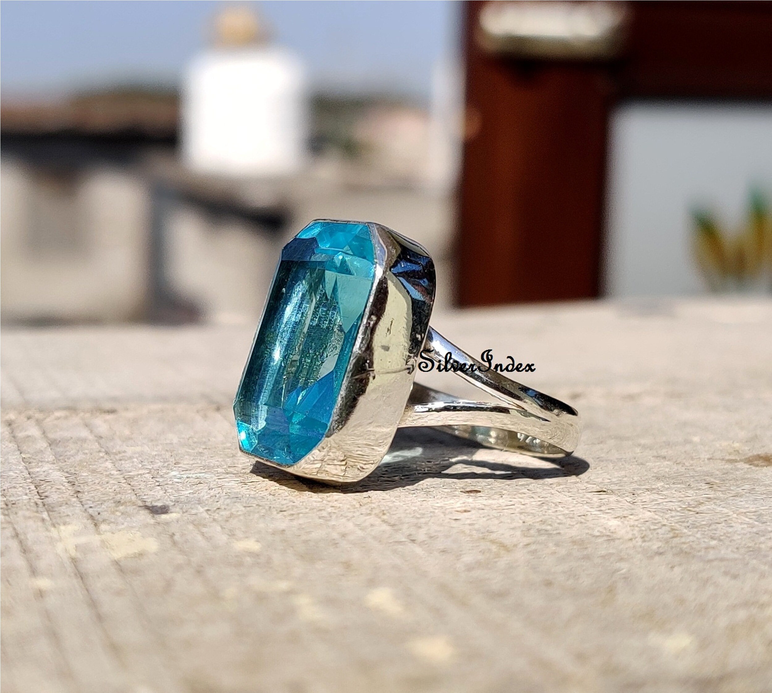 Aquamarine Ring Quartz Silver Ring 925 Sterling Silver | Etsy