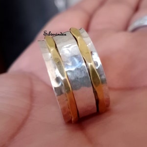 Spinner Ring,spinner Two Tone Ring,925 Sterling Silver Meditation Band ...