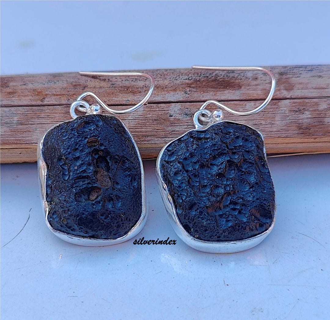 Tibetan Tektite Earrings, Designer Earring, 925 Sterling Silver, Women ...