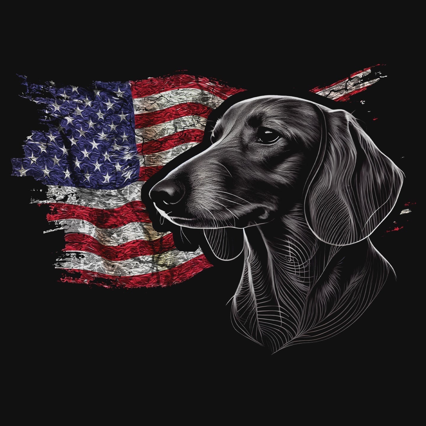 Patriotic Dachshund American USA Flag Short Sleeve Mens or Womens Gift ...