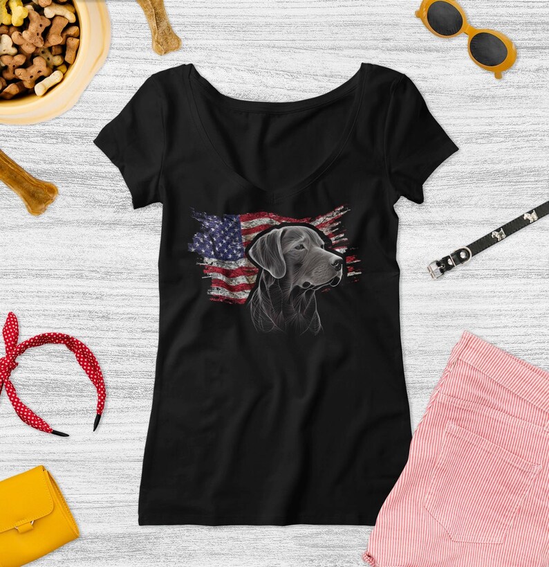 Patriotic Black Labrador Retriever American USA Flag Short Sleeve Mens ...