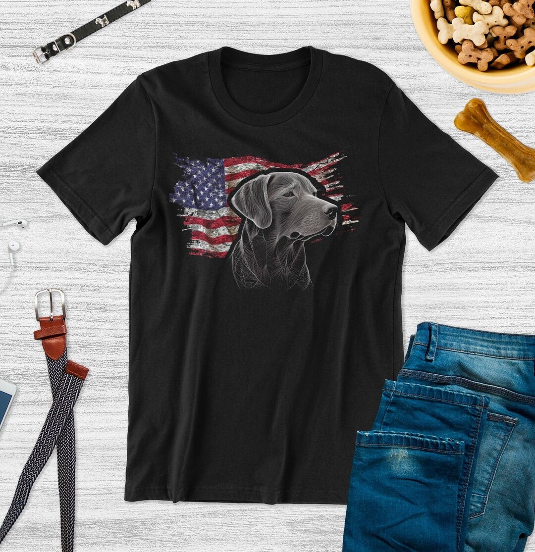 Patriotic Black Labrador Retriever American USA Flag Short Sleeve Mens ...