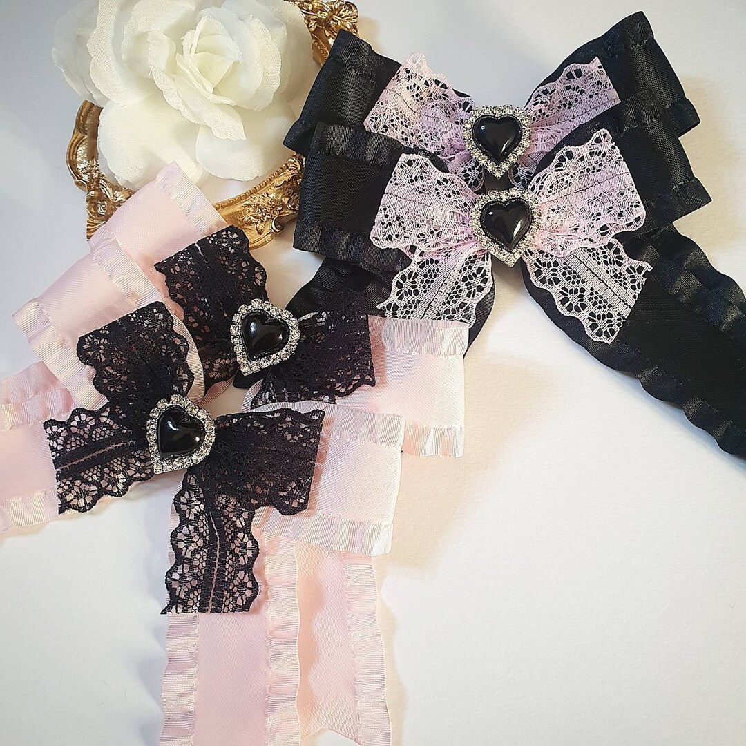 Luxury Ruffle Bow Hair Clips, Jirai Kei, Ryousangata, Kawaii - Etsy