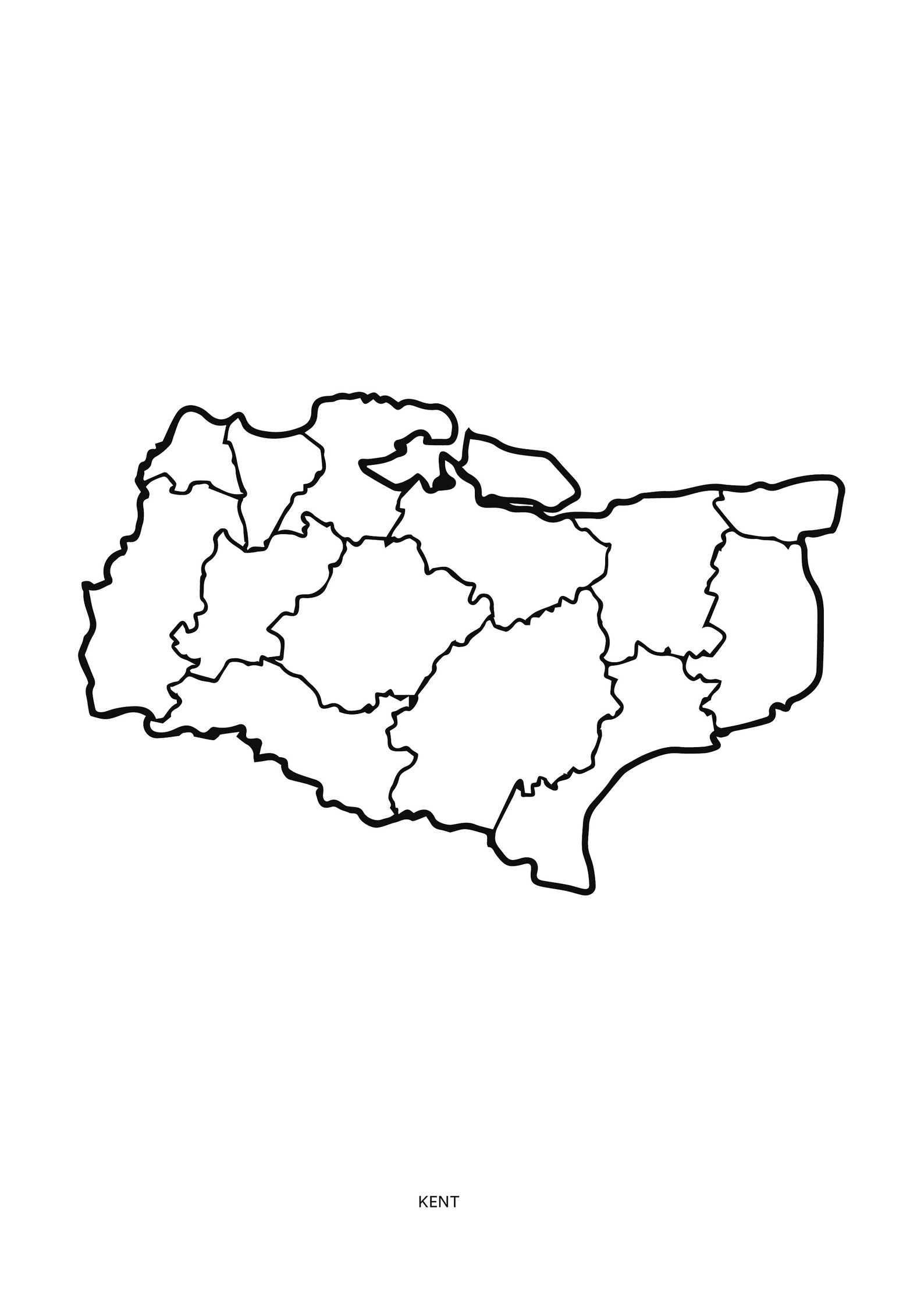 Framed / Unframed KENT County Map Outline Drawing / City Illustration ...