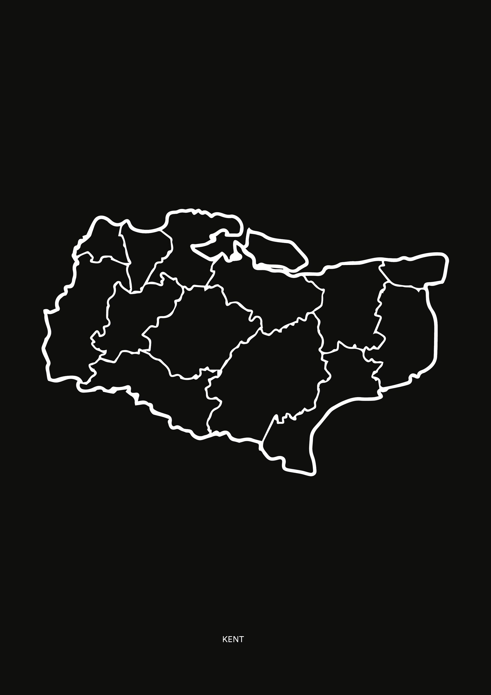 Framed / Unframed KENT County Map Outline Drawing / City Illustration ...