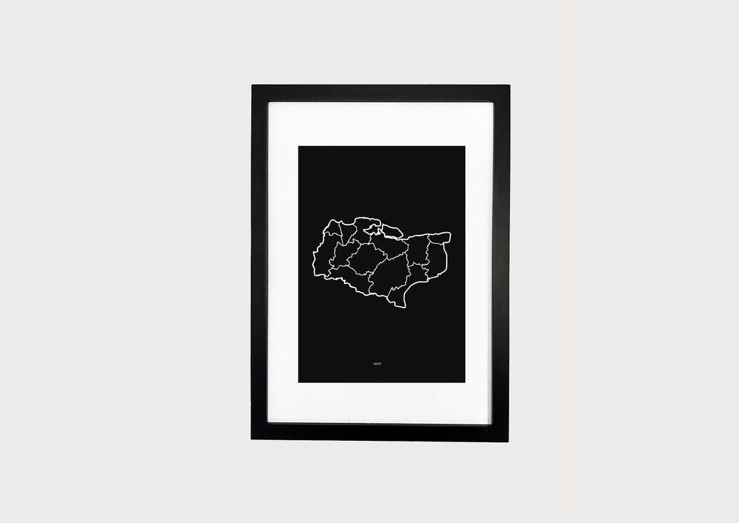 Framed / Unframed KENT County Map Outline Drawing / City Illustration ...