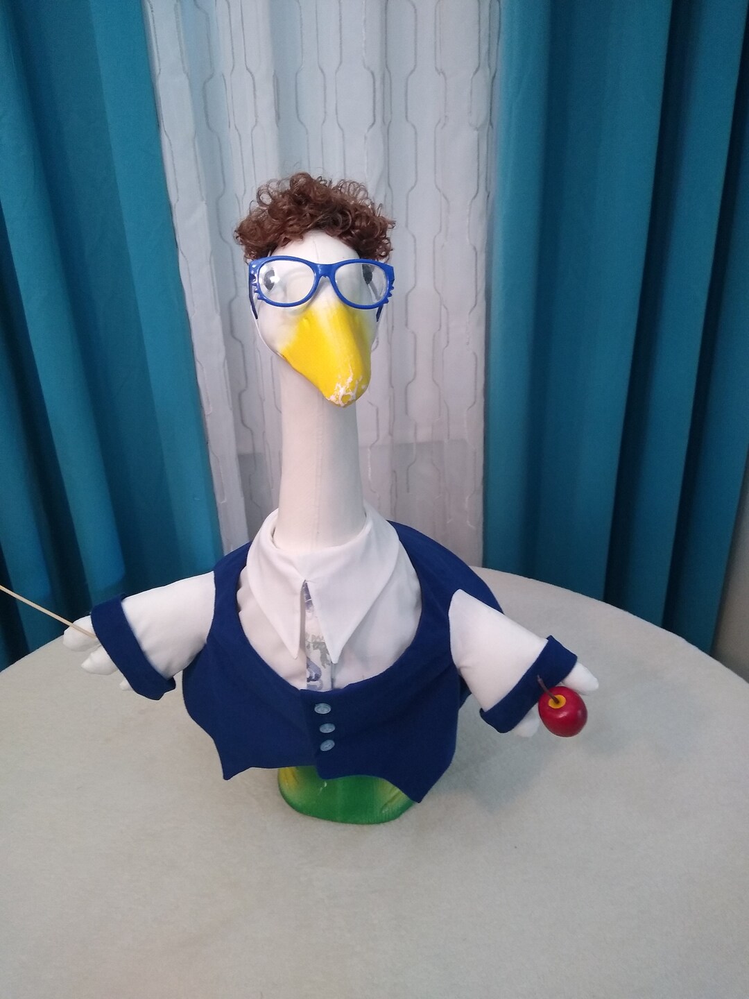 Goose Mr Teacher With a Pointer in His Wing , and a Apple in the Other ...