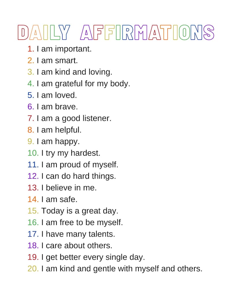 Daily Affirmations for Kids - Etsy